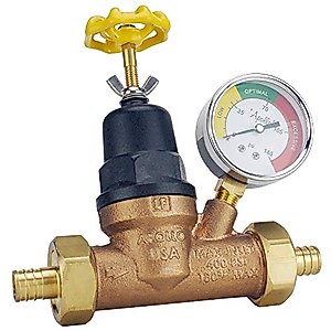 Apollo Valves ApolloPEX 3/4" Bronze Double Union PEX Water Pressure Regulator w/ Gauge (APXPRV34WG)