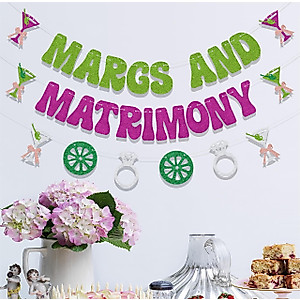 Margs And Matrimony Banner,Margarita Bachelorette Party Decor Soon to Be Bride Party Banner,Mexican Fiesta Bachelorette Cactus Bridal Wedding Engagement Party Decor Supplies Green & Rose Red