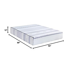 Vibe Gel Memory Foam Mattress, 12-Inch CertiPUR-US Certified Bed-in-a-Box, Queen, White