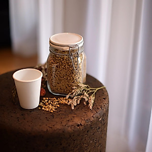 Bormioli Rocco Fido Glass Jar with Airtight Gasket Clamp Lid for Canning and Preserving, or Storing Pasta and Dry Foods, White Top, 33.75 oz., Set of 12