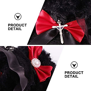 KESYOO Plush Satchel Bag Gothic Style Bear Shoulder Bag Pearl Chain Decor Lolita Cosplay Purse Black