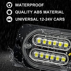 12-24V 20-LED Super Bright Emergency Warning Caution Hazard Construction Waterproof Amber Strobe Light Bar with 32 Different Flashing for Car Truck SUV Van - 4PCS (White Green)
