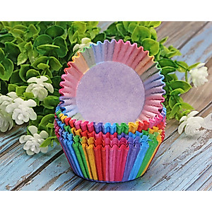 Mini Skater 100Pcs Standard Size Paper Baking Cups Rainbow Cupcake Liners for Wedding Birthday Party Muffins Cupcakes Cake Balls and Candies (Colorful)