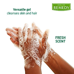 Medline Remedy Essentials Shampoo & Body Wash (128 oz), 4 Count, Kiwi Mango Scent, Full Body Gel Cleanser with Aloe, Refill Size, Sulfate Free, For Men & Women, Incontinence Care, Bedside Cleansing