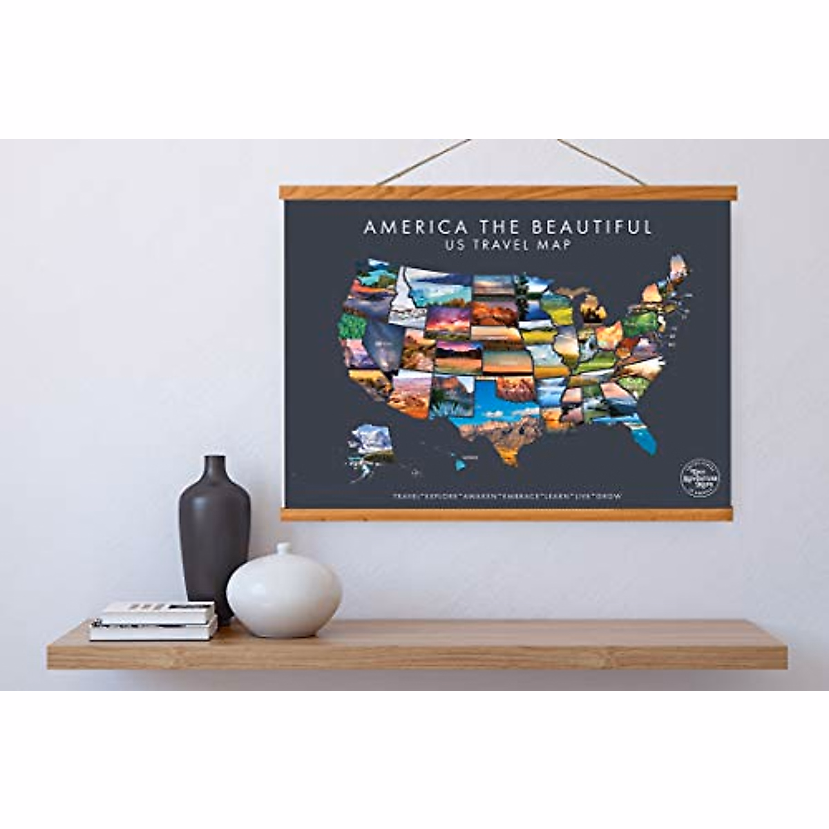 America The Beautiful USA Scratch Off Map + Magnetic Frame Kit- Interactive Travel Scratch Off Poster Reveals Beautiful Nature Photography - Beautiful Travel Map is a Great Gift for Travelers