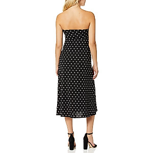 Star Vixen Women's Fold Over Waist Maxi Skirt, Black/White Dot, Medium