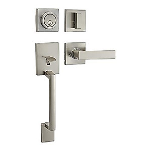 Amazon Basics Contemporary Single Cylinder Door Handleset with Stamford Lever - Satin Nickel