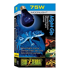 Exo Terra Night Glo Moonlight Heat Lamp, A19 Reptile Terrarium Light Bulb, 75 Watts, PT2130A1