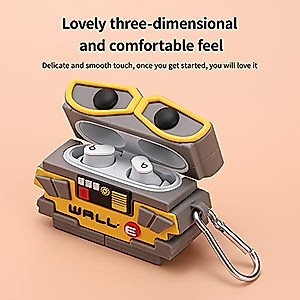 Compatible with Beats Studio Buds Case 2021,Cute and Fun 3D Cartoo nanime and Movie Character Heads with Silicone Design Protective Cover with Keychain (Wall-e)