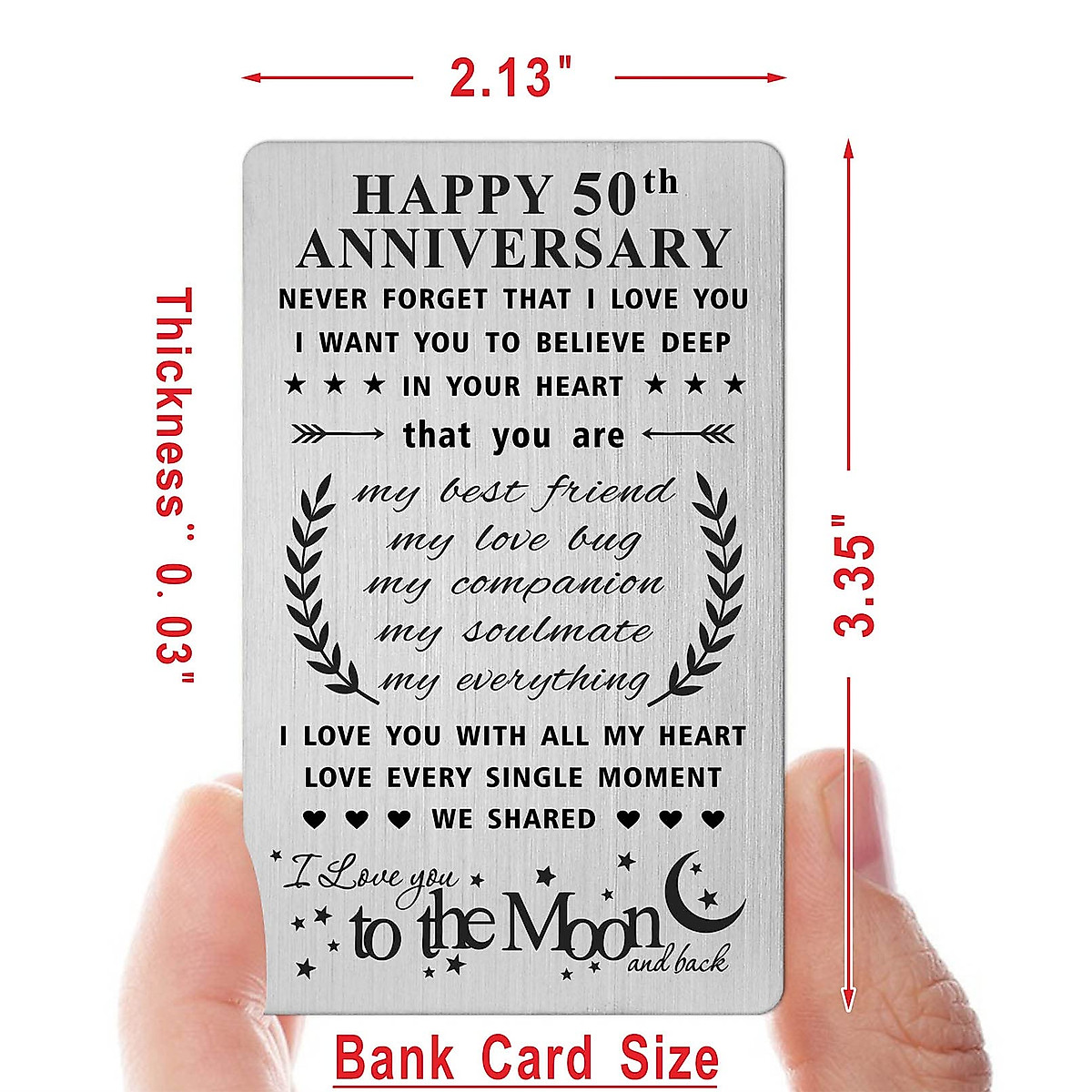 Jzxwan 50 Year Anniversary Card Gifts for Wife from Husband, Happy 50th Anniversary Wallet Card Gift for Wifey Women, Female 50 Years of Marriage Present for Couple