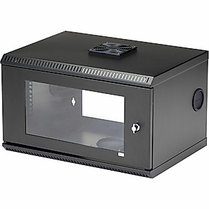 StarTech.com 2-Post 6U Wall Mount Network Cabinet w/ 1U Shelf, 19" Wall-Mounted Server Rack for Data Computer Equipment