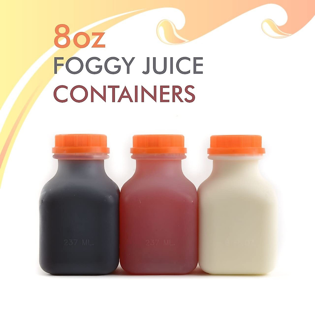 [30 PACK] Empty Plastic Juice Bottles with Tamper Evident Caps 8 OZ - Smoothie Bottles - Ideal for Juices, Milk, Smoothies, Picnic's and even Meal Prep by EcoQuality Juice Containers