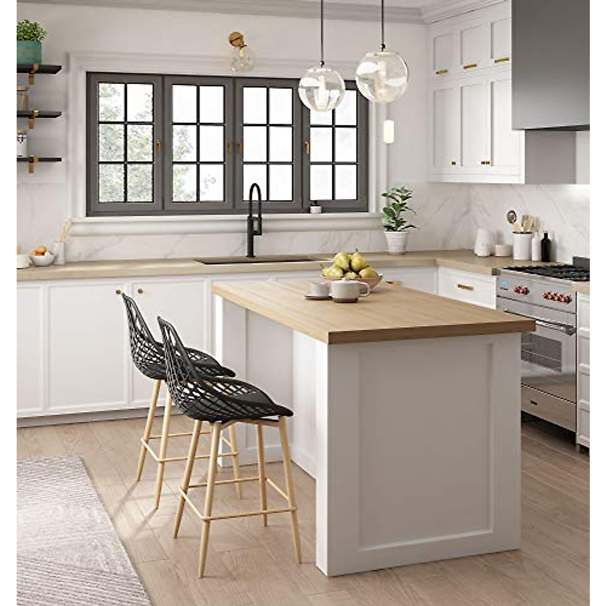 Jamesdar Camber Counter Chair (Set of 2), Black/Natural