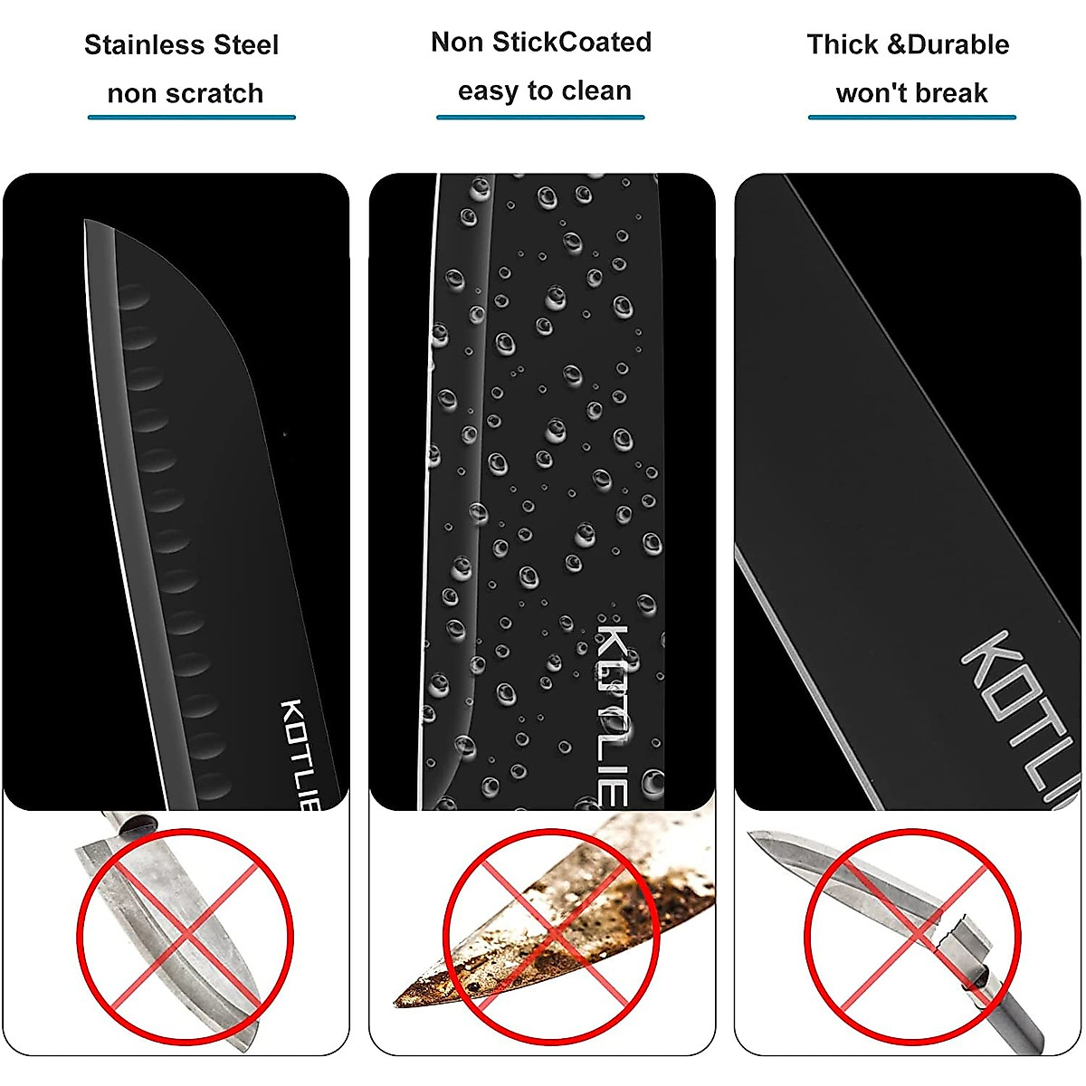 Kitchen Knife Set, KOTLIE 19-Pieces Dishwasher Safe Knife Set with Acrylic Stand, High Carbon Stainless Steel Chef Knife Set with Scissors, 6x Serrated Steak Knives, Peeler and Knife Sharpener