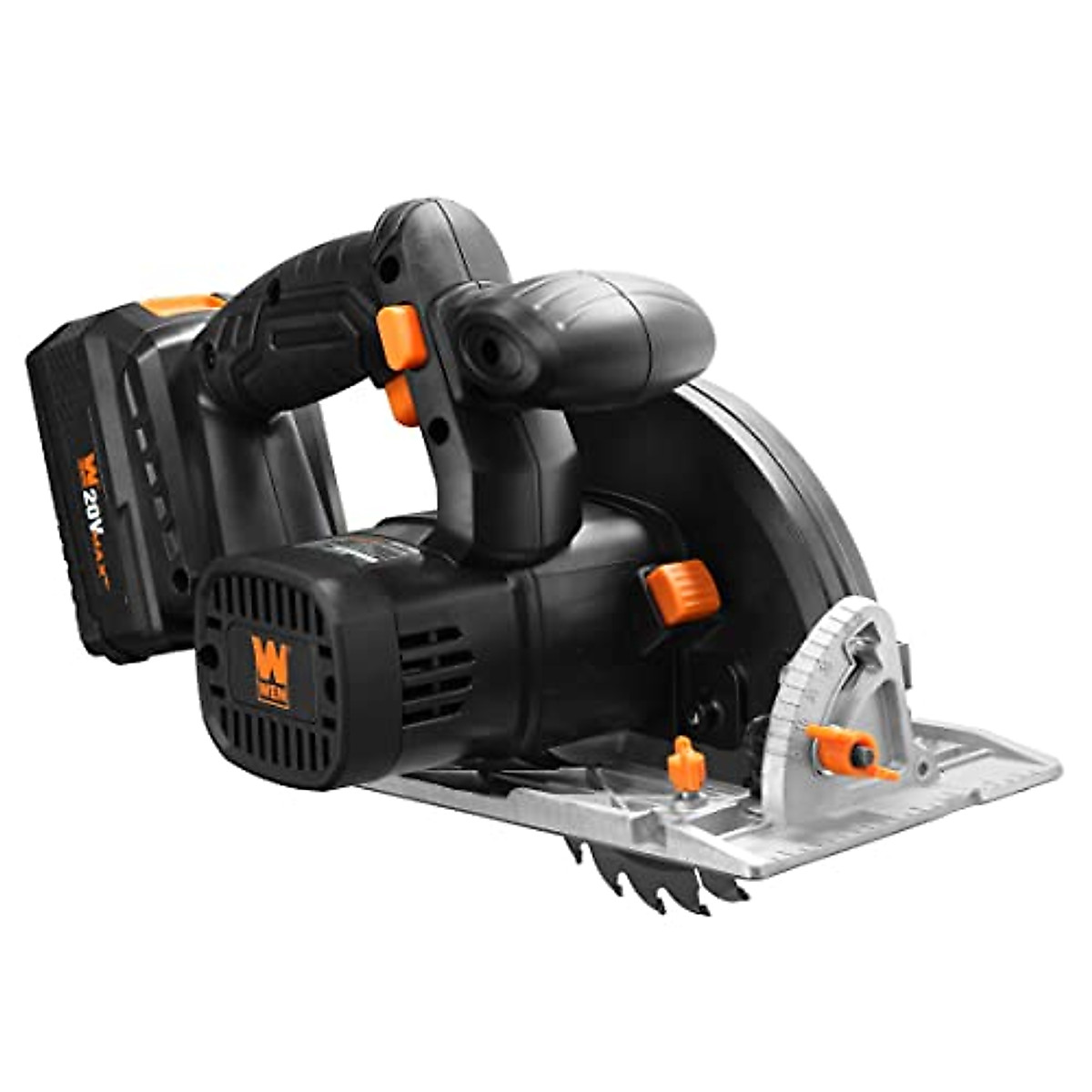 WEN Cordless Circular Saw, 6.5-Inch Blade with 20V Max 4.0 Ah Lithium-Ion Battery and Charger (20625)