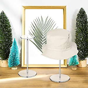 2 Pack 12 Inch Clear Acrylic Hat Stands for Display, Hat Display Rack Holder with Round Base