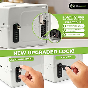 Urban August Dual Combination & Keyed Lockbox - Lockable Box for Everyday Use - Multi-Purpose lock for Home & Office Safety - Made of Industrial-Grade Plastic - One Size (Cream)