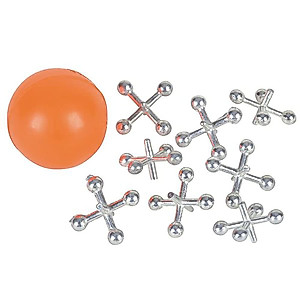 The Dreidel Company Jacks Game with Ball, Metal Set 0.5â€, Retro Toys, Classic Games Great Party Flavors, Kids' Activities, Loot Bag Fillers, Halloween, Easter, Birthday Parties (12-Pack)