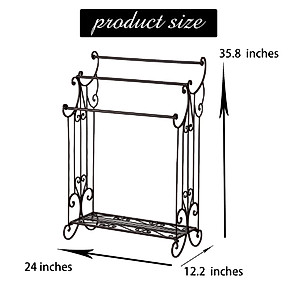 Standing Towel Rack Stand 3 Tiers Freestanding 35.8" H Metal Towel Racks for Bath Hand Towel Rack Stand for Bathroom Bedroom Laundry Room Kitchen