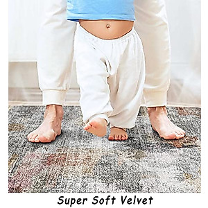 vivorug Washable Rug, Ultra Soft Area Rug 6x9, Non Slip Abstract Rug Foldable, Stain Resistant Rugs for Living Room Bedroom, Modern Fuzzy Rug (Gray/Rust, 6'x9')