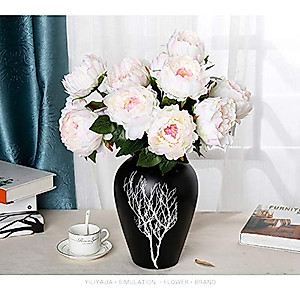 HoveBeaty Artificial Peony Silk Flowers Bouquet Home Wedding Decoration, 1 Pack, 5 Heads(Pink)