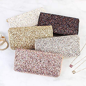 MYS Collection RIAH FASHION Rainbow Glitter Zip Around Wallet - Sparkly Confetti Single Zipper Clutch Purse with Card Slots (Rainbow - Silver)