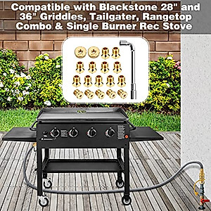 WADEO Natural Gas Orifices Nozzle Conversion Kit, DIY Burner Parts Brass Jet Nozzles for Propane to Natural Gas, Compatible with Blackstone 28" & 36" Griddles, Rangetop Combo, Tailgater