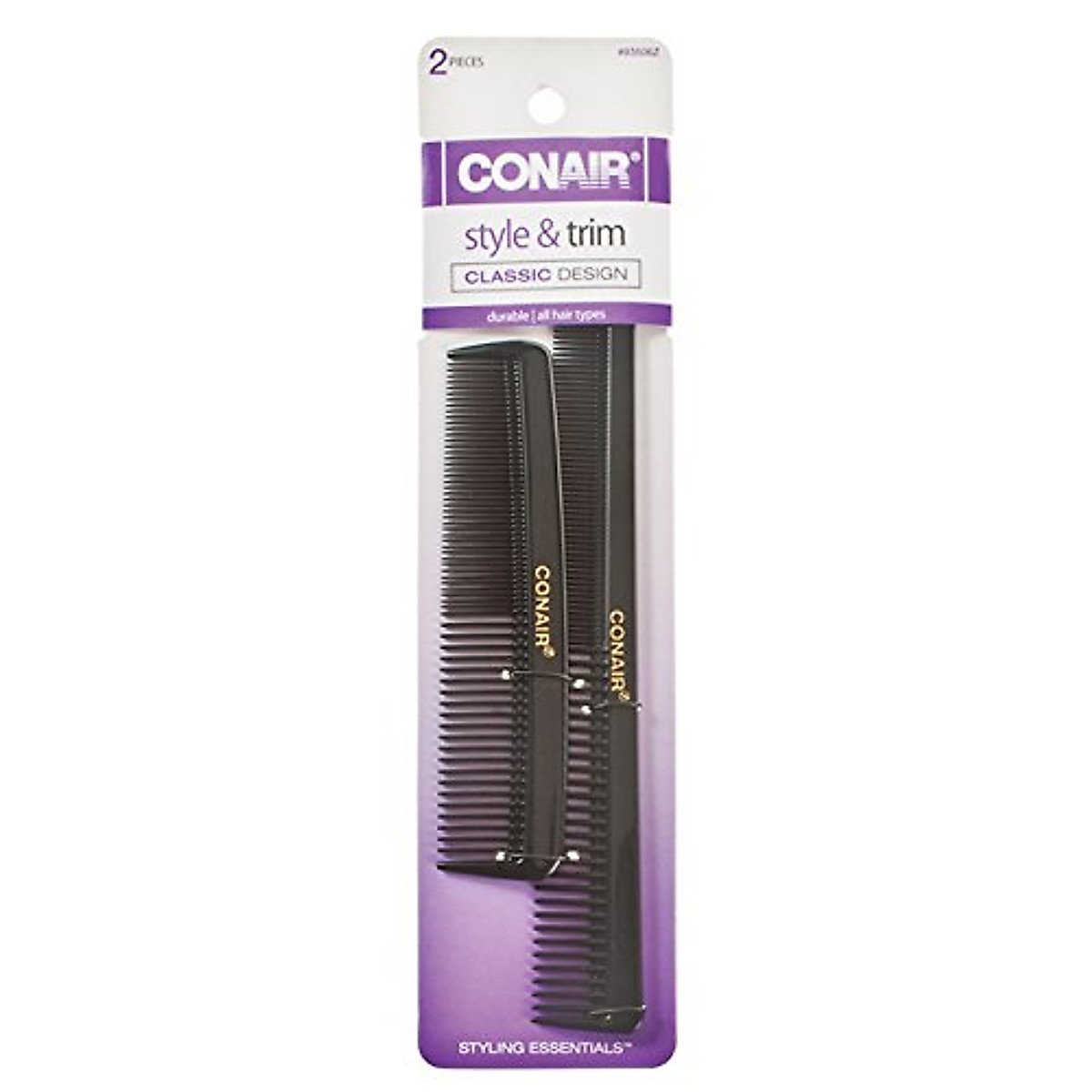 Conair Hard Rubber Pocket and Barber Comb 2 ea