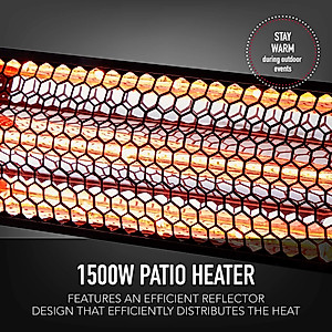 Permasteel Outdoor Wall-Mounted Space Heater | Electric Patio Heater with Remote, 1500W, PH-90203-BK-AM, Infrared Radiant Heater for Small Spaces, Indoors & Outdoors