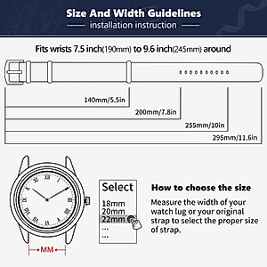 BINLUN Leather Watch Band Crazy Horse Oiled Leather Watch Straps 18mm 19mm 20mm 21mm 22mm 24mm Replacement One-Piece Watchbands for Men and Women Silver & Black Buckle