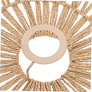 DOITOOL Imitation Rattan Paper Rope Lampshade Hanging Lights Indoor Rustic Light Fixtures Ceiling Rattan Chandelier Replacement Lampshades Rattan Basket Lampshade Woven Pendant Lamp Cover