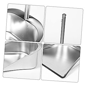 MOBUTOFU Stainless Steel Trash Shovel Long Handle Dustpan Household Dustpans Standing Dustpan Practical Dustpan Heavy Duty Dust Pan Dustpan for Cleaning Commercial Broom Tin Dustpan
