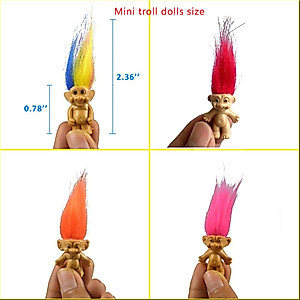 Yintlilocn 10PCS Mini Troll Dolls, PVC Vintage Trolls Lucky Doll Mini Action Figures 1.2" Cake Toppers Chromatic Adorable Cute Little Guys Collection, School Project, Arts Crafts, Party Favors