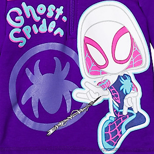 Marvel Spider-Man Ghost-Spider Toddler Girls Fleece Half Zip Fashion Hoodie Blue 5T