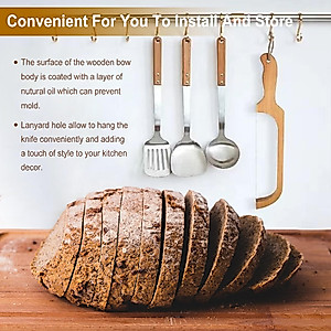 Esprideoca Bread Knife, Bread Slicer for Homemade Bread, 16" Wooden Serrated Bread Bow Knife, Sourdough Bread Cutter, Bread Knife For Homemade Bread Bagels, Baguettes, Premium Stainless Steel