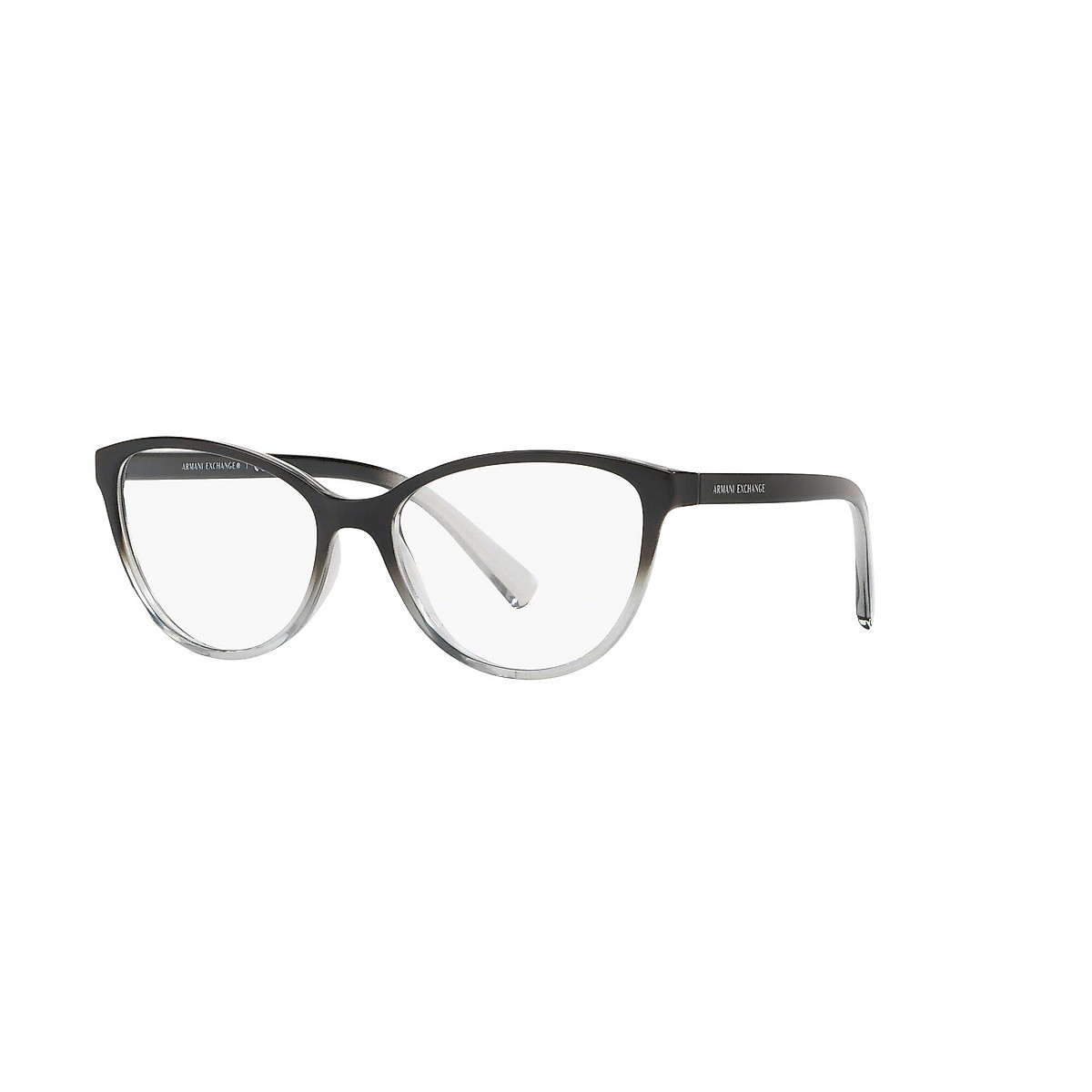 A|X ARMANI EXCHANGE Women's AX3053 Square Prescription Eyeglass Frames, Black/Transparent Smoke/Demo Lens, 53 mm