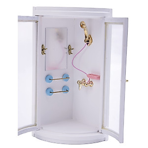 Tukaneeko 1:12 Dollhouse Shower Room Miniature Furniture Toys Mini Bathroom Decoration for Doll House