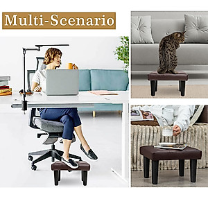 CAROLMADE 15” Ottoman Foot Rest, PVC Small Ottoman Foot Stool with Legs Modern Footstool Ottomans for Living Room Entryway Office, Brown