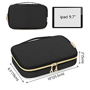 Yarwo Travel Makeup Brushes Bag, Portable Cosmetic Bag for Makeup Brushes (up to 9.4") and Cosmetic Essentials, Black (BAG ONLY, PATENTED DESIGN)