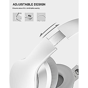 rockpapa E7 Over Ear Wireless Bluetooth Headphones with Mic Include Travel Case, Foldable Wired/Wireless Headphones with Microphone for Kids Childrens Boys Girls Teen Youth Adult White Grey