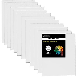 Gredak Canvases for Painting,12-Pack 9x12IN,100% Cotton Painting Canvas Panels, Canvas Boards for Painting, Drawing & Art Supplies,for Oil Paint, Acrylic Paint, Gouache, Watercolors