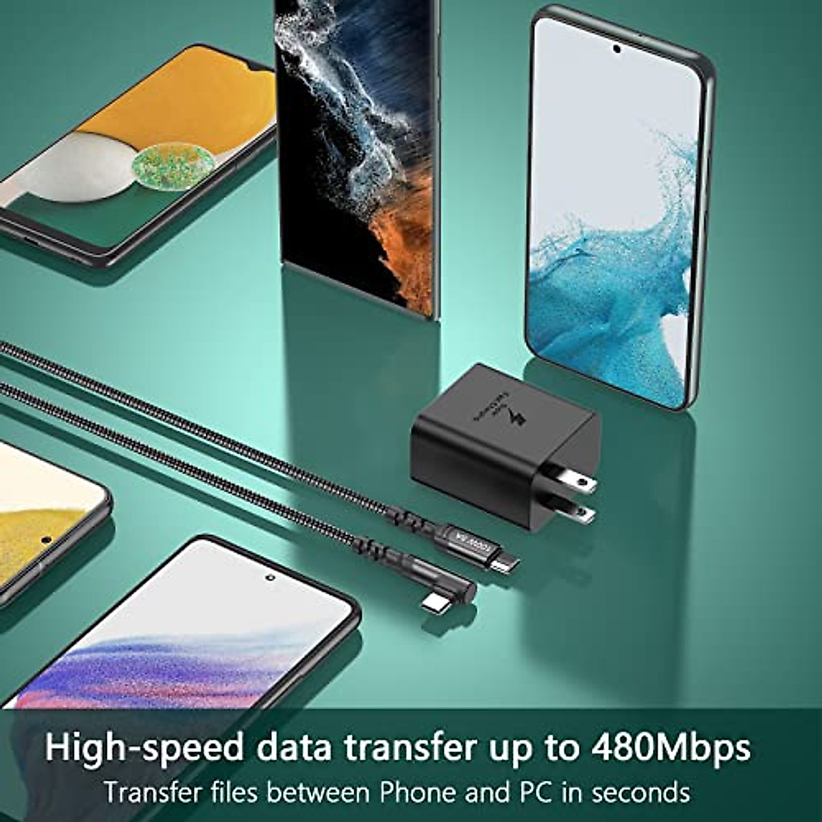 45W USB C Super Fast Charger, Pofesun USB C Wall Charger Super Fast Charging Block for Samsung Galaxy S23 Ultra/S23/S23+/S22 Ultra/S22+/Note 20/S20/S21,Galaxy Tab S7+/S8+,with 10ft 100W Cable-Black