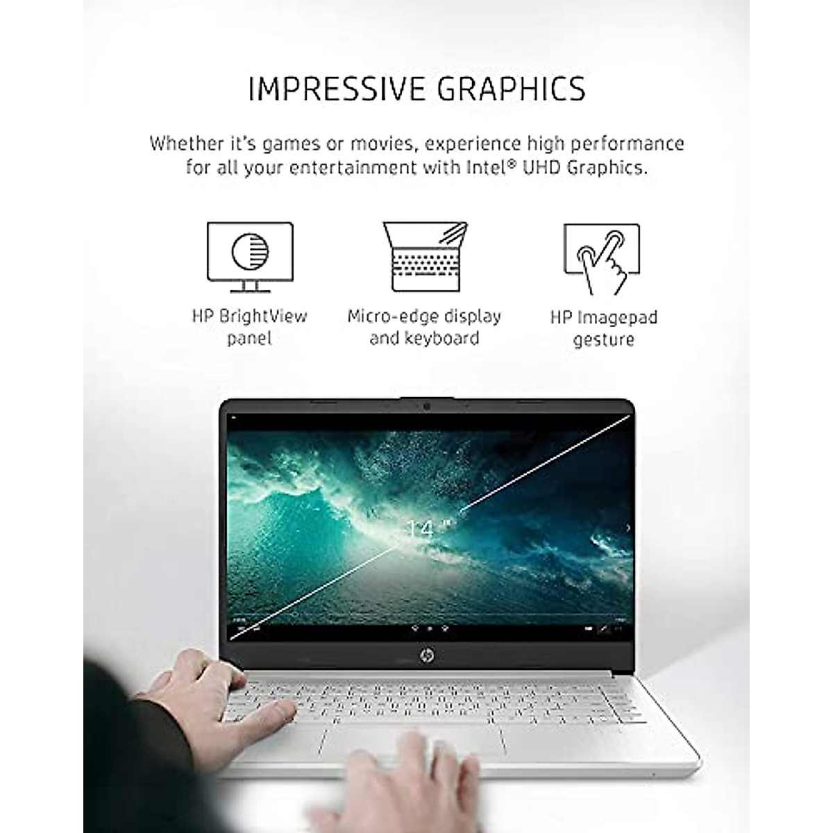 Newest HP 14" HD Touch-Screen Laptop, 11th Gen Intel Core i3-1115G4 3.0H (Beats i5-1035G1), 8GB RAM, 256GB SSD, WiFi 5, Webcam, Windows 10, EROSEFLAMINGO Accessories