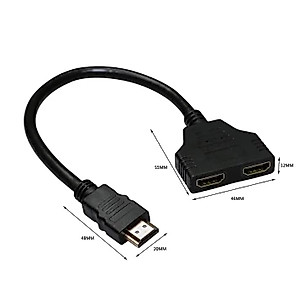 HDMI Splitter Cable Compatible with Fire TV Stick, Fire TV, Toshiba Samsung HDTV HD LED LCD TV, 1080P Male to Dual HDMI Female 1 to 2 Way HDMI Splitter Adapter Support Two TVs at The Same Time
