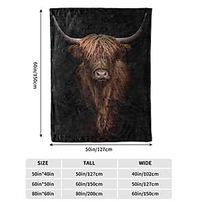 Highland Cow Blanket Super Soft Warm Highland Cow Throw Blanket - Lightweight Cozy Flannel Cow Print Throw Blanket Bed Couch Sofa Office Decor, Gift for Girls and Boys Women and Man 60"x50"