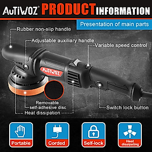 AUTIWOZ Car Buffer Polisher - 920W 5-inch Dual Action Polisher for Car Detailing, Random Orbital Polisher Waxer Kit with Detachable Handle & 6 Polishing Pads, 6 Variable Speeds 2800-5800RPM for Polish