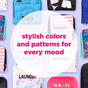 Miamica Soft Travel Laundry Bag with Zipper and Drawstring, Black & Gold, 21” x 22” – Keep Your Dirty Clothes Separate and Your Suitcase Organized – Expandable, Durable, and Foldable Laundry Bag