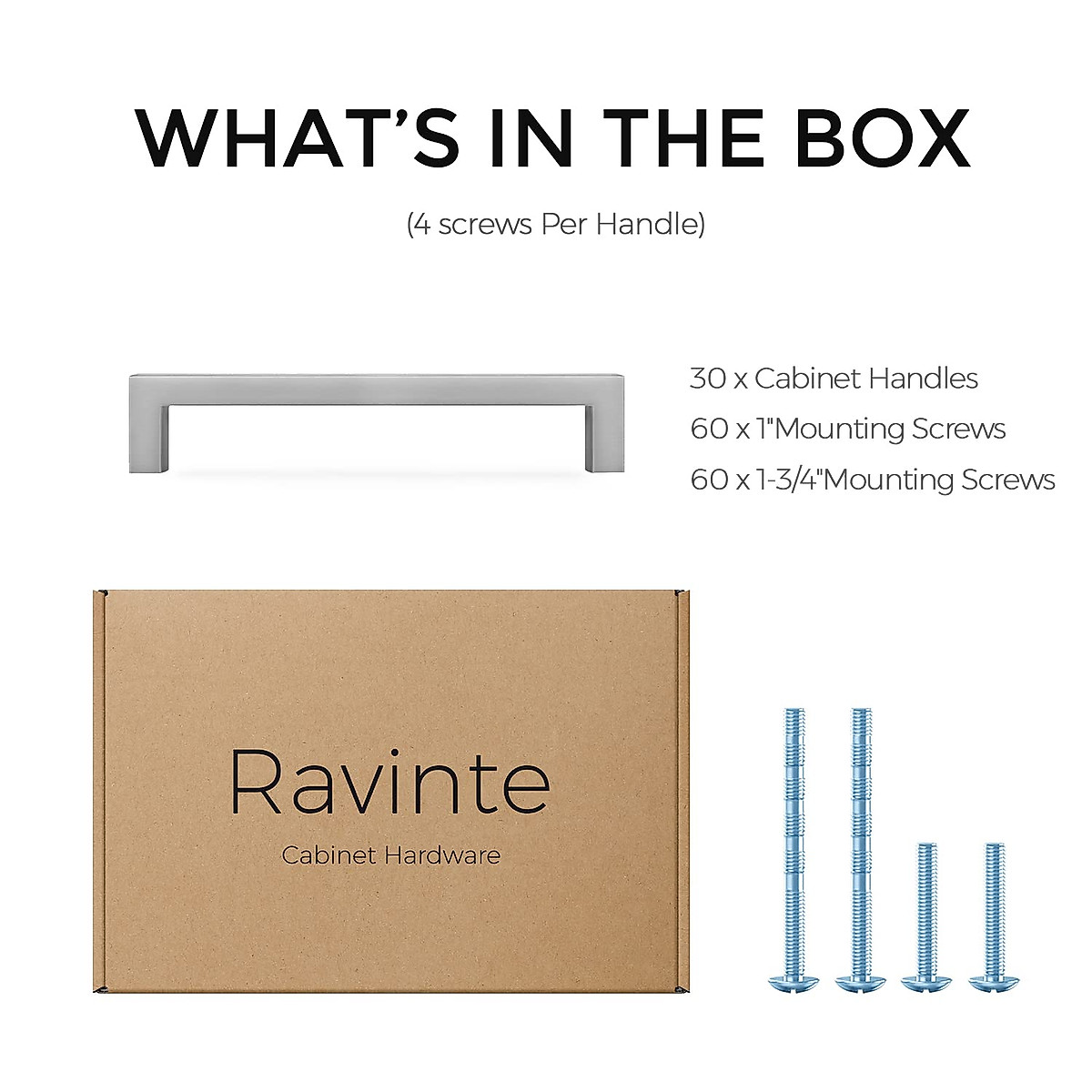 Ravinte 30 Pack Solid 5 Inch Center to Center Slim Square Bar Drawer Handles Kitchen Cabinet Handles Brushed Nickel Drawer Pulls Kitchen Cabinet Hardware Kitchen Handles Cabinet Pulls