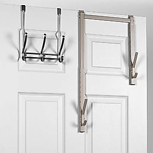 Richards Homewares Over The Door Hanger, 2 Organizer Rack, Adjustable Height Hooks for Coat, Hat, Scarf, Bag, Accessory-Nickel (120401A)