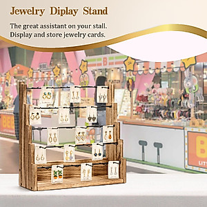 Poyilooo Earring Display for Selling, Solid Wood Jewelry Display for Selling Vendors, Large Capacity Earring Display Stands for Selling Rack Holder for Earring Cards, Keychain, Necklace